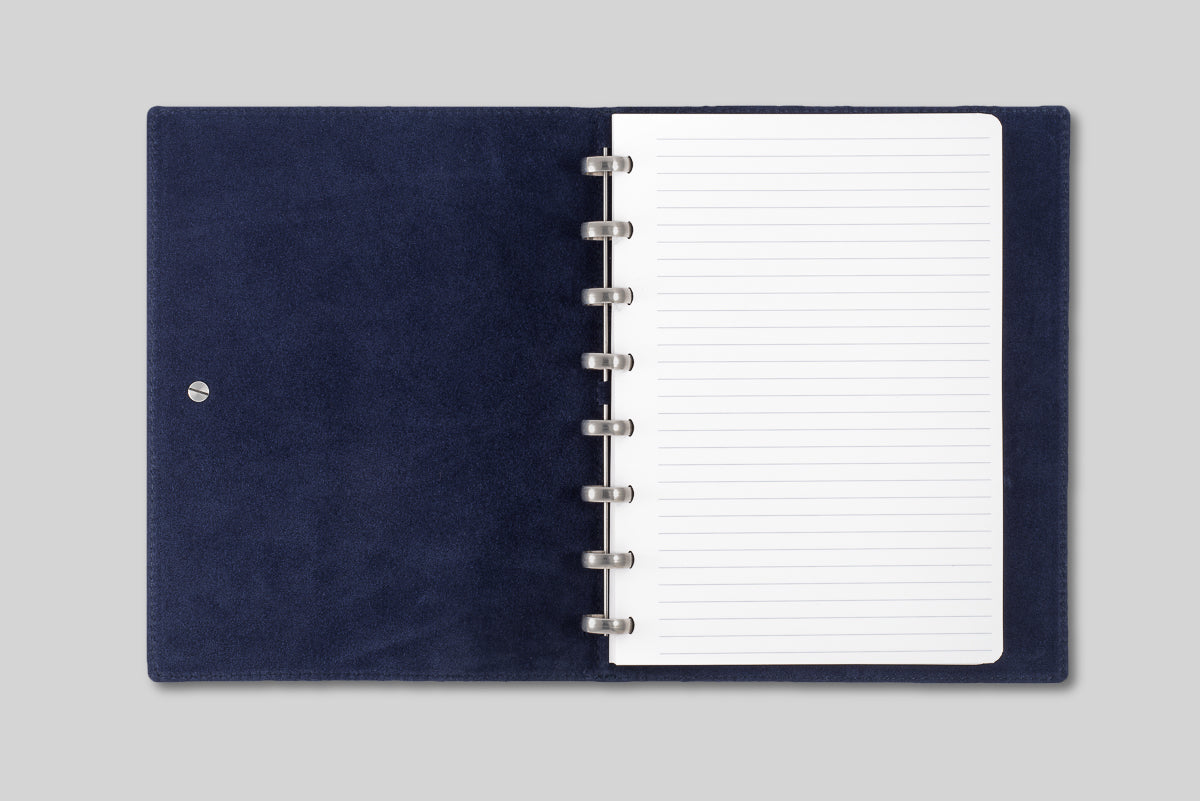 William Hannah : Textured Tan Leather & Navy Suede Notebook - William ...