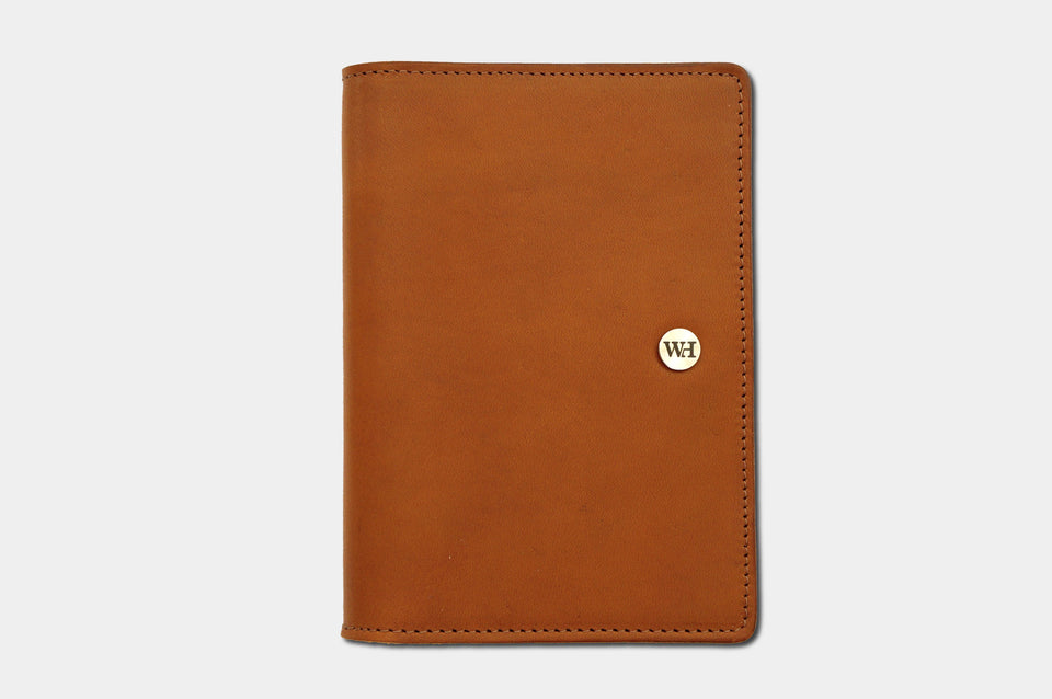 Tan Leather & Orange Suede Pocket Notebook Cover - William Hannah Limited